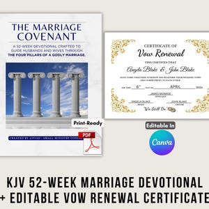 52-week Marriage Devotional + Vow Renewal Certificate | Printable KJV ...