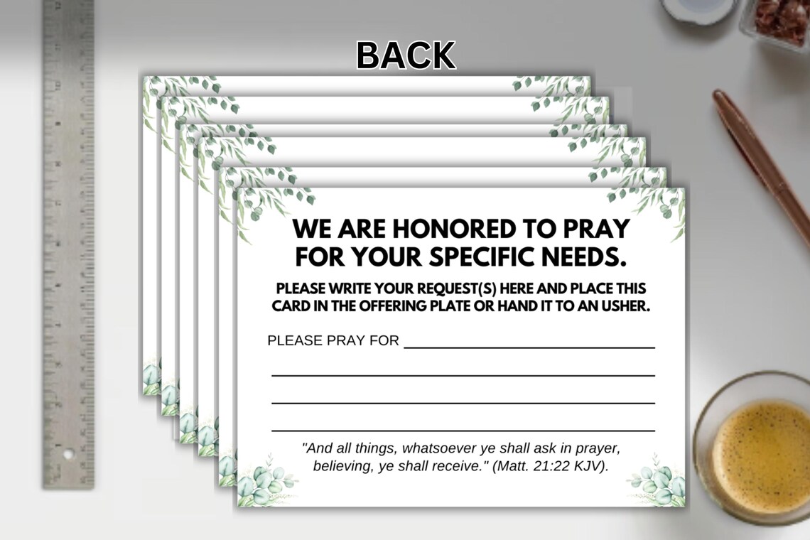 Printable Church Prayer Request Card: Greenery Design (digital Download ...