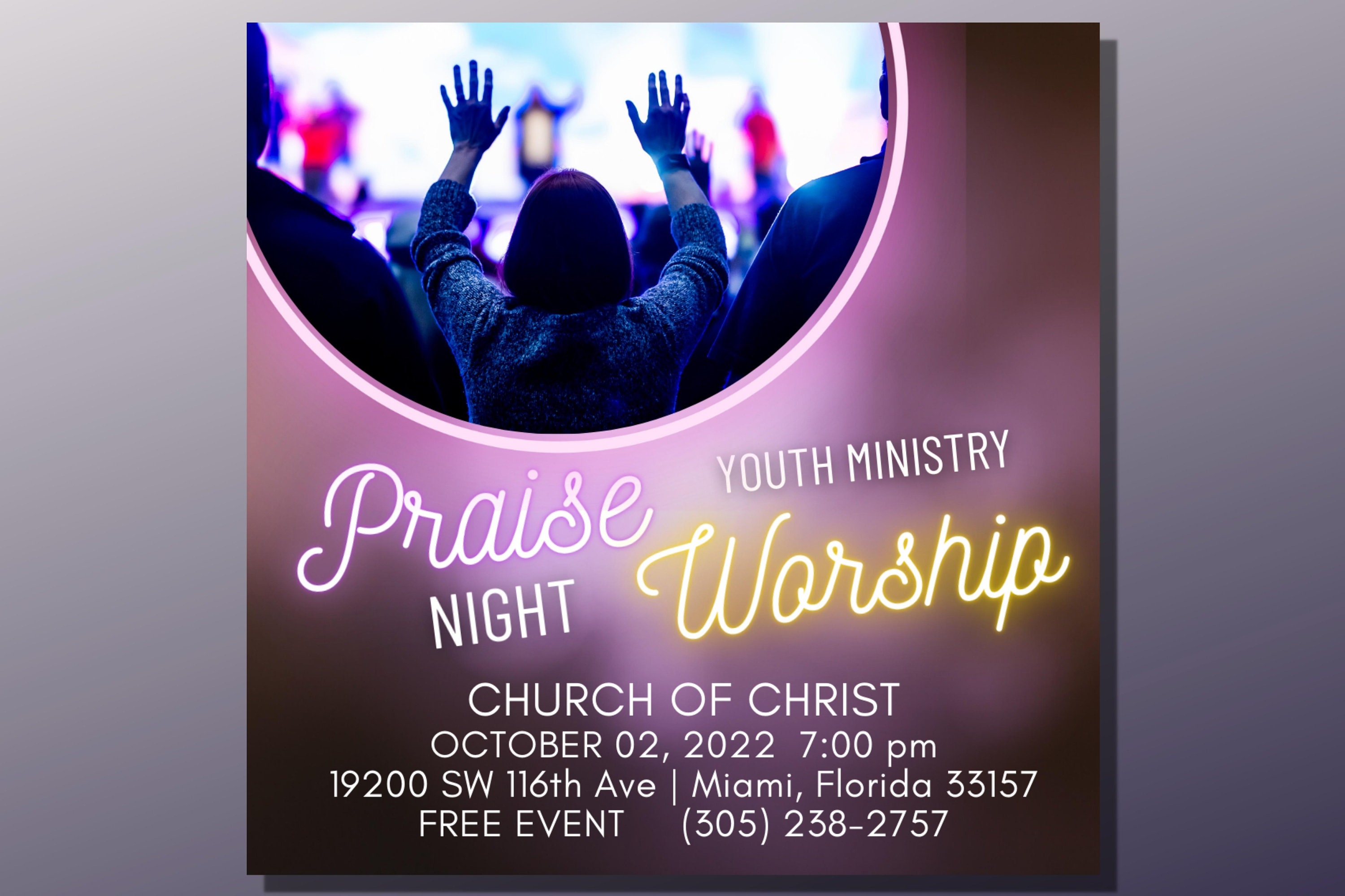 Purple Church Event Flyer Template: Social Media, 4x6 (digital Download ...