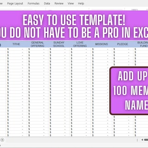 Church Offering Tracker: Weekly Contribution Excel Template (digital ...
