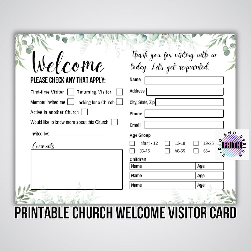 Church Visitor Card - Etsy