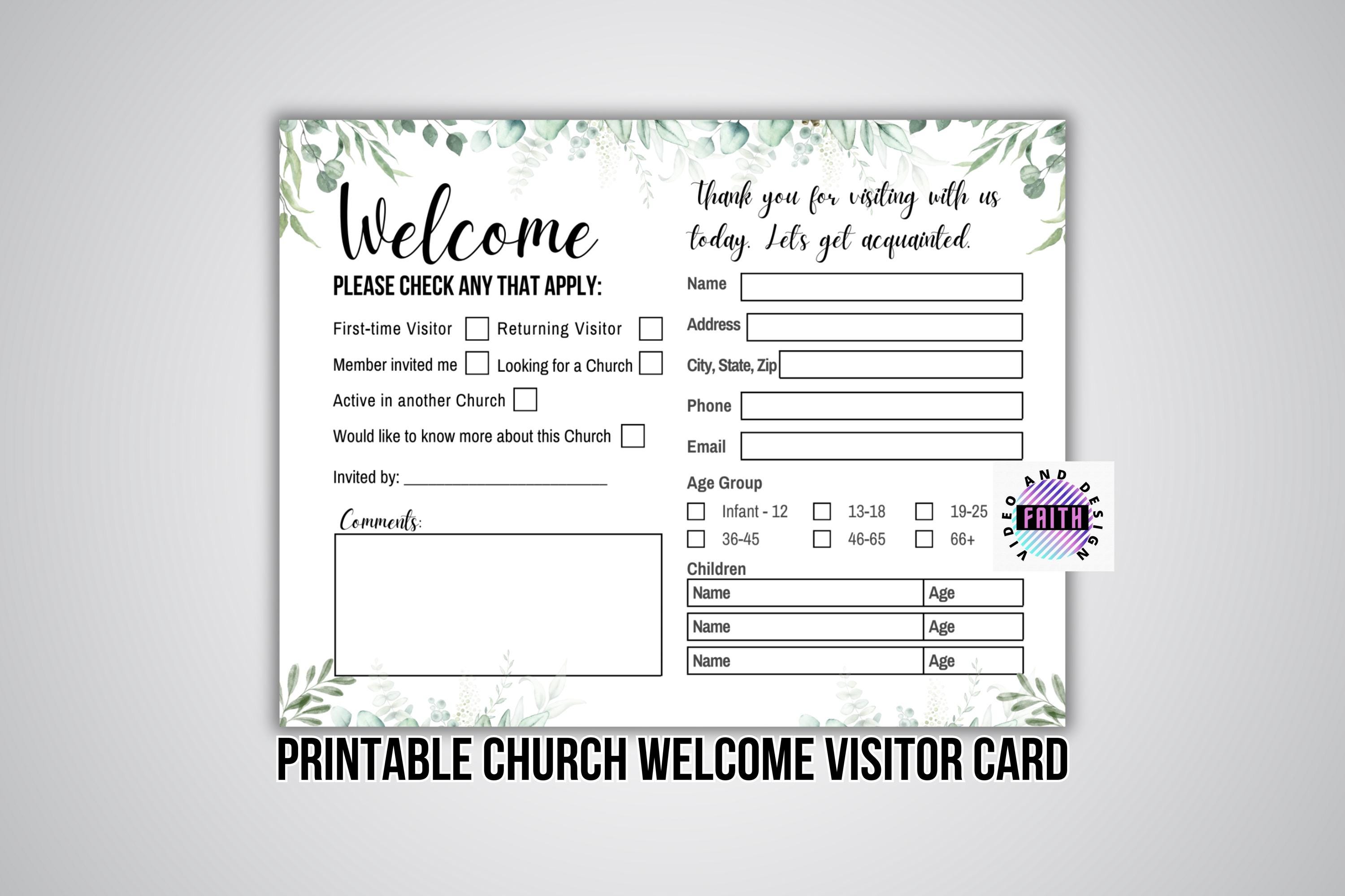 Printable Church Welcome Visitor Card (digital Download) - Etsy