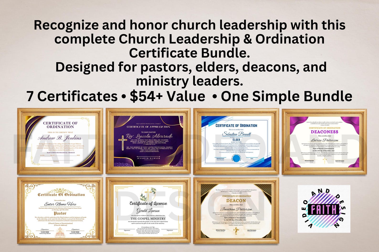 Church Leadership & Ordination Certificate Bundle | Pastor, Elder ...
