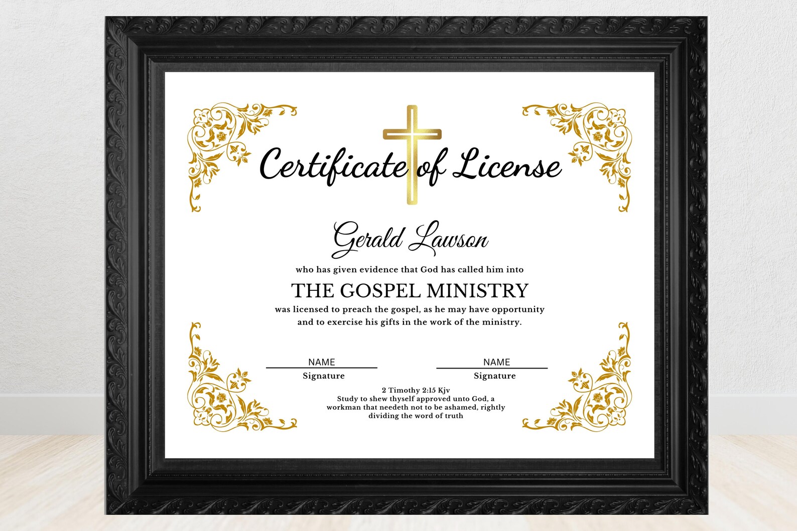 Editable Ministerial License Certificate: Gold Victorian Template ...
