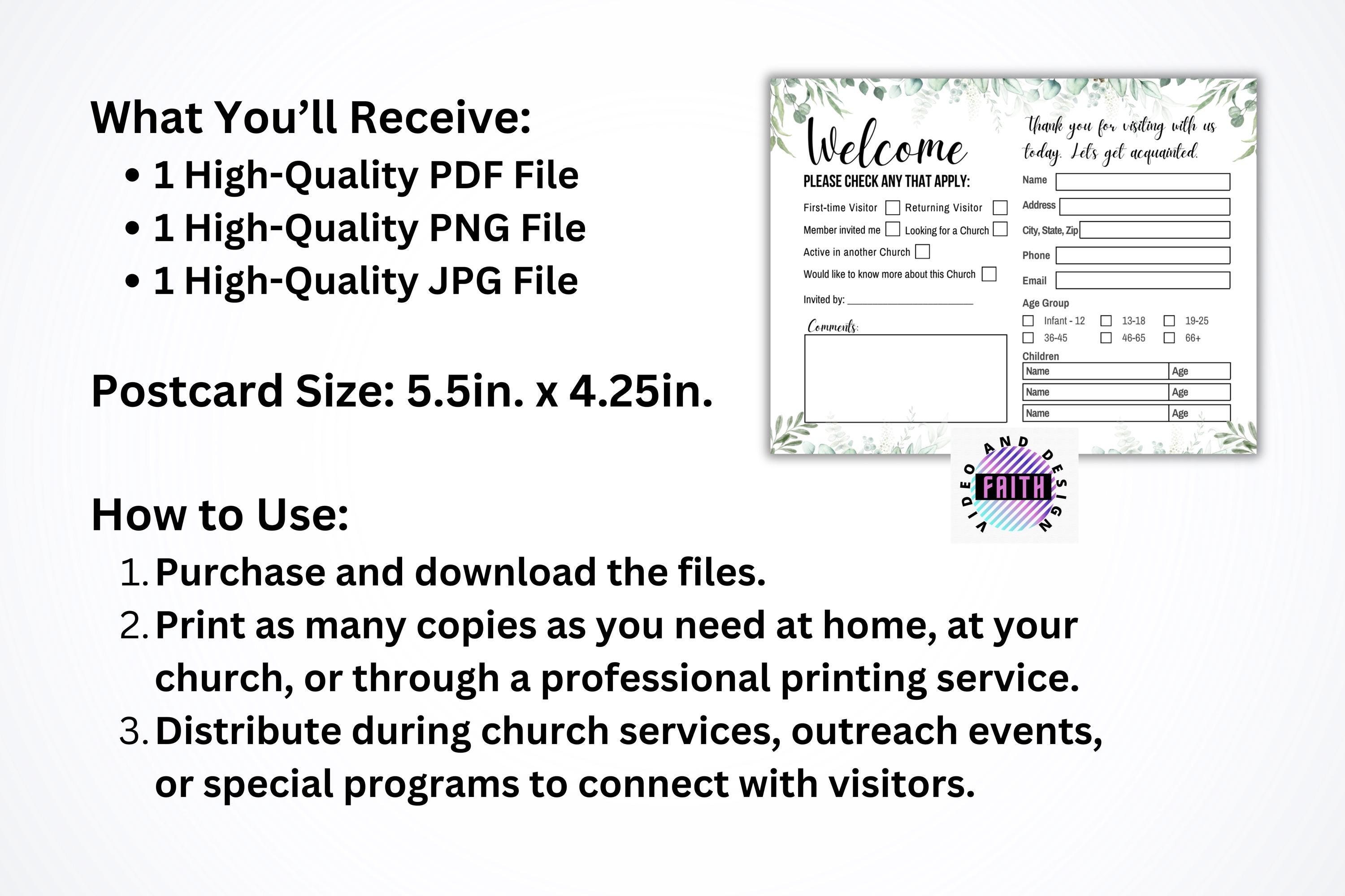 Printable Church Welcome Visitor Card (digital Download) - Etsy