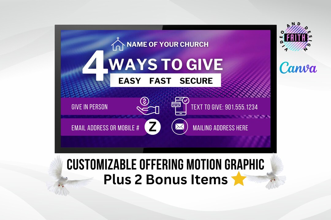 Editable Church Offering Motion Graphic 5-minute Loopable Giving Guide ...