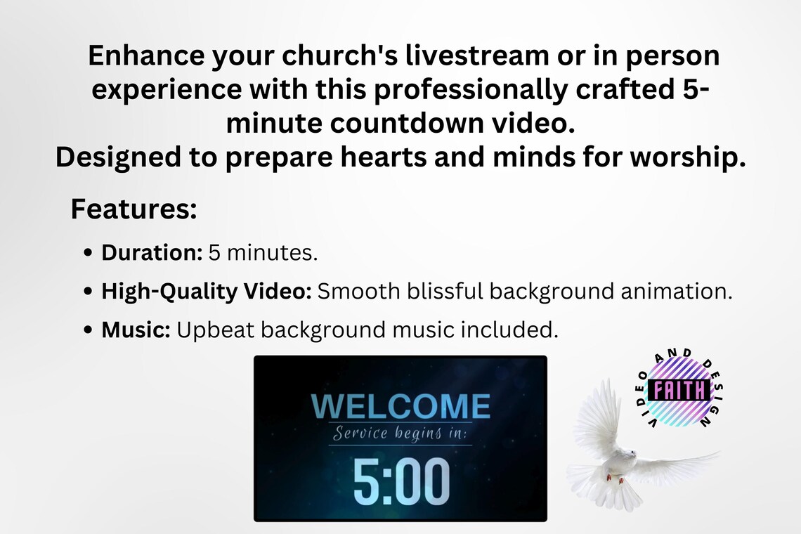 Church Countdown Timer Video: Worship Service Intro (digital Download ...