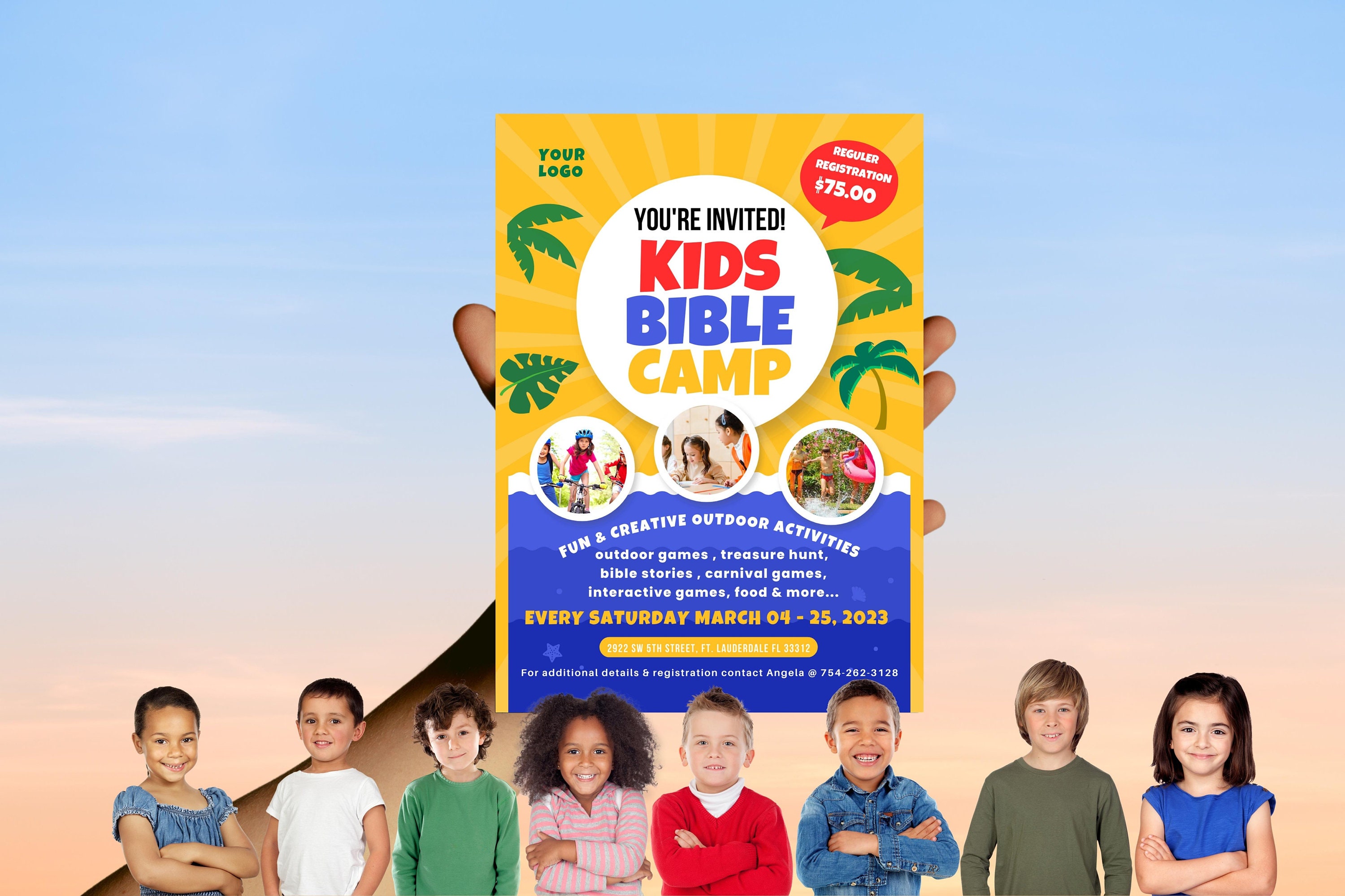 Editable Kids Bible Camp Flyer Template: Church Event (canva) - Etsy