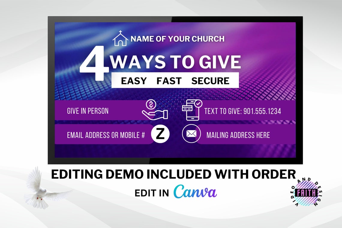 Editable Church Offering Motion Graphic 5-minute Loopable Giving Guide ...