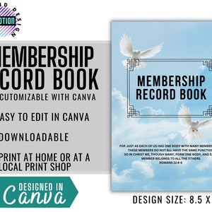 Editable Church Membership Record Book Template (canva Template) - Etsy