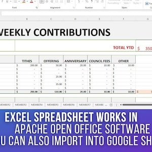 Church Bookkeeping Excel Template: 52-week Member Contribution Tracker ...