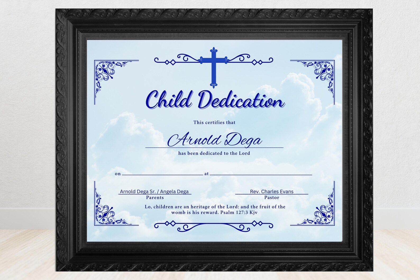Editable Child Dedication Certificate Template With Sample Wording and ...