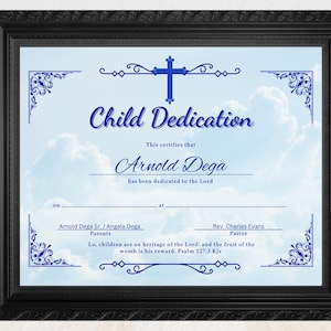 Editable Child Dedication Certificate Template With Sample Wording and ...