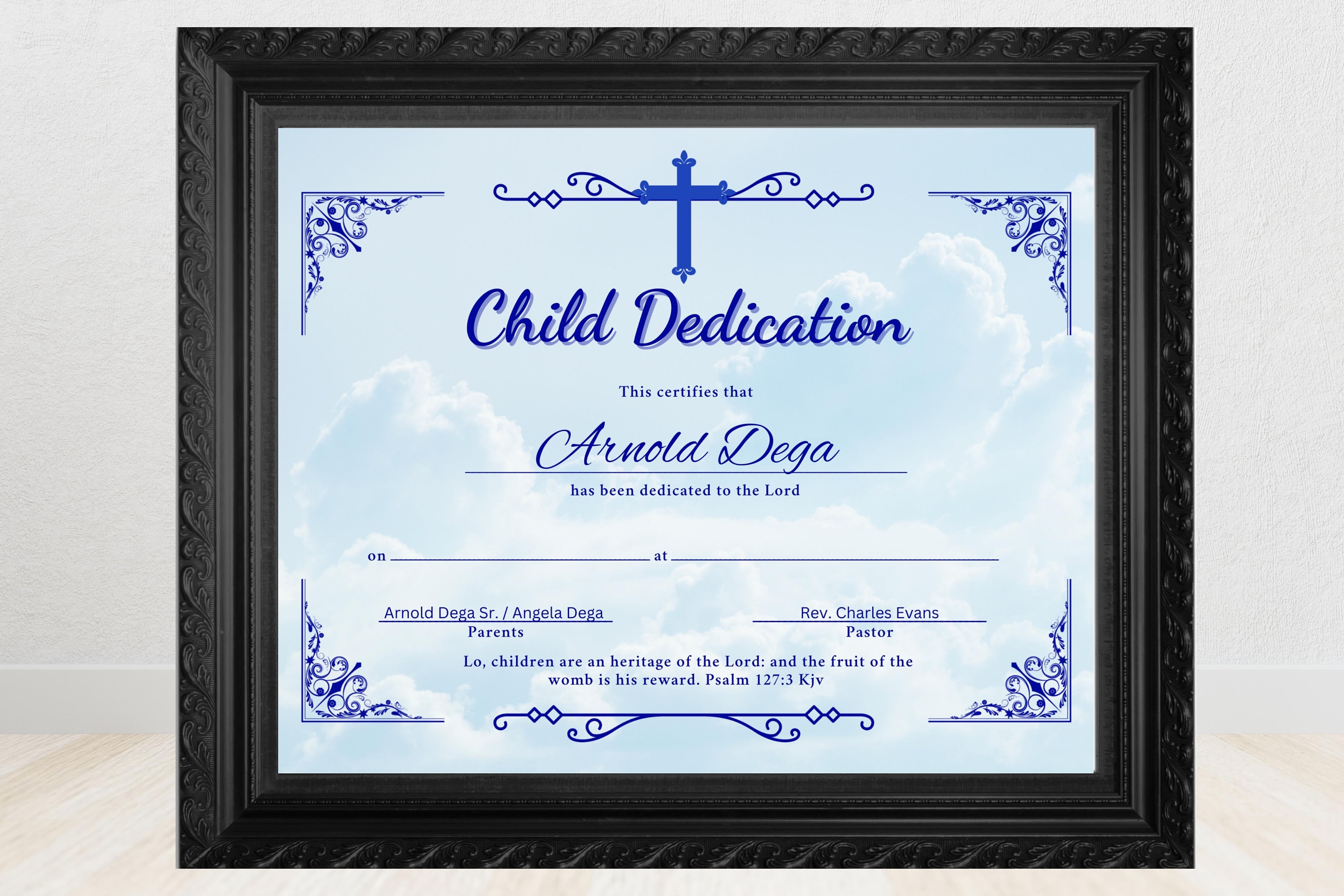 Editable Child Dedication Certificate Template With Sample Wording and ...