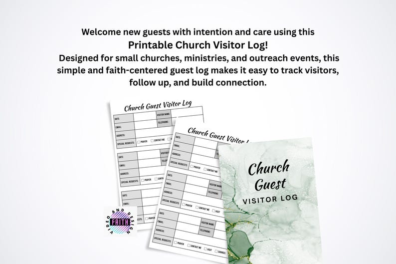 Printable Church Visitor Log: Guest Contact Form (PDF Download) - Etsy