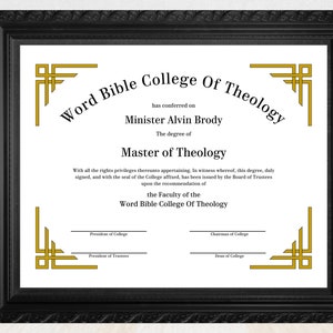 Editable Theology Degree Certificate Template (digital Download) - Etsy