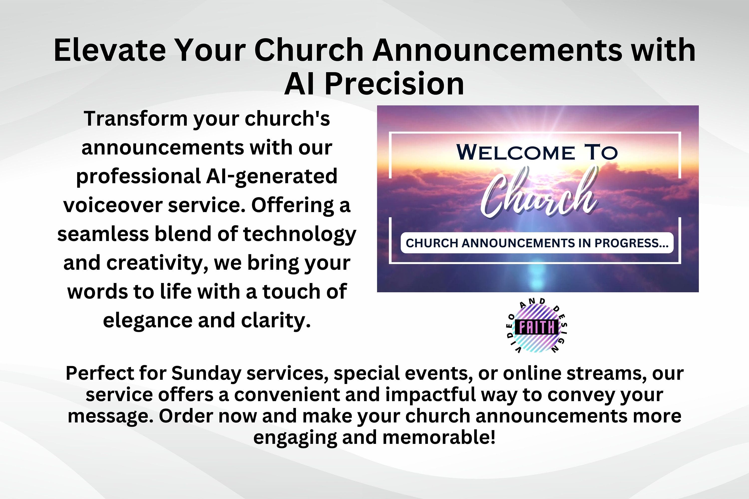 Custom Professional Female AI Church Announcement Voiceover With Video ...