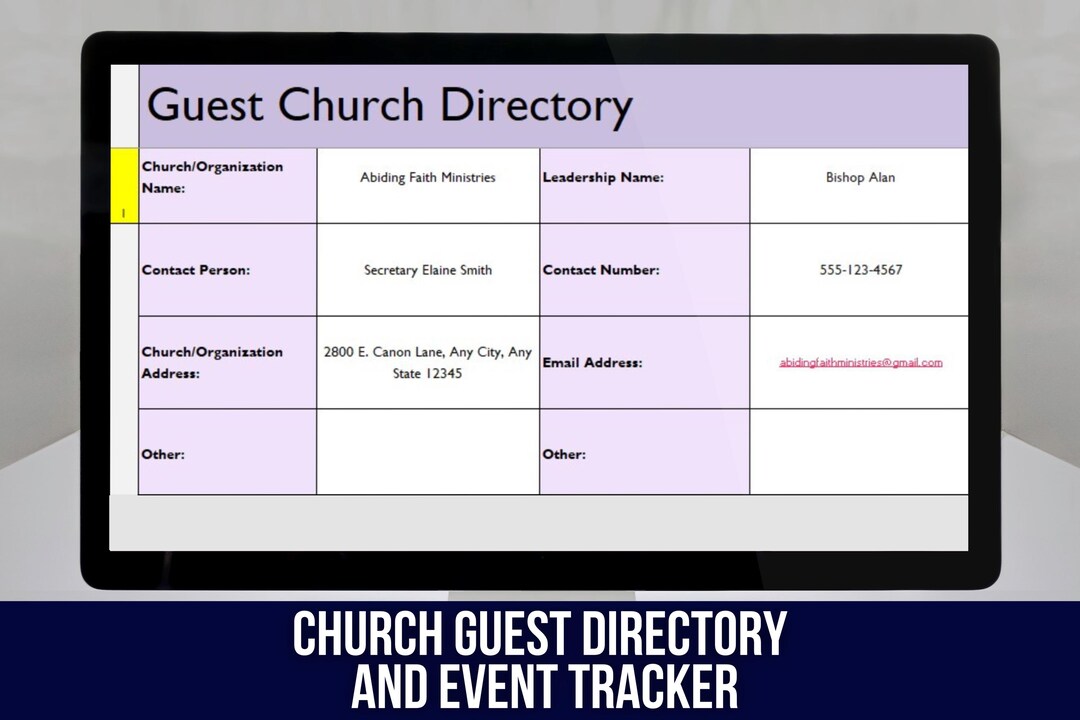 Church Guest Directory and Event Tracker | Excel and Google Sheets ...