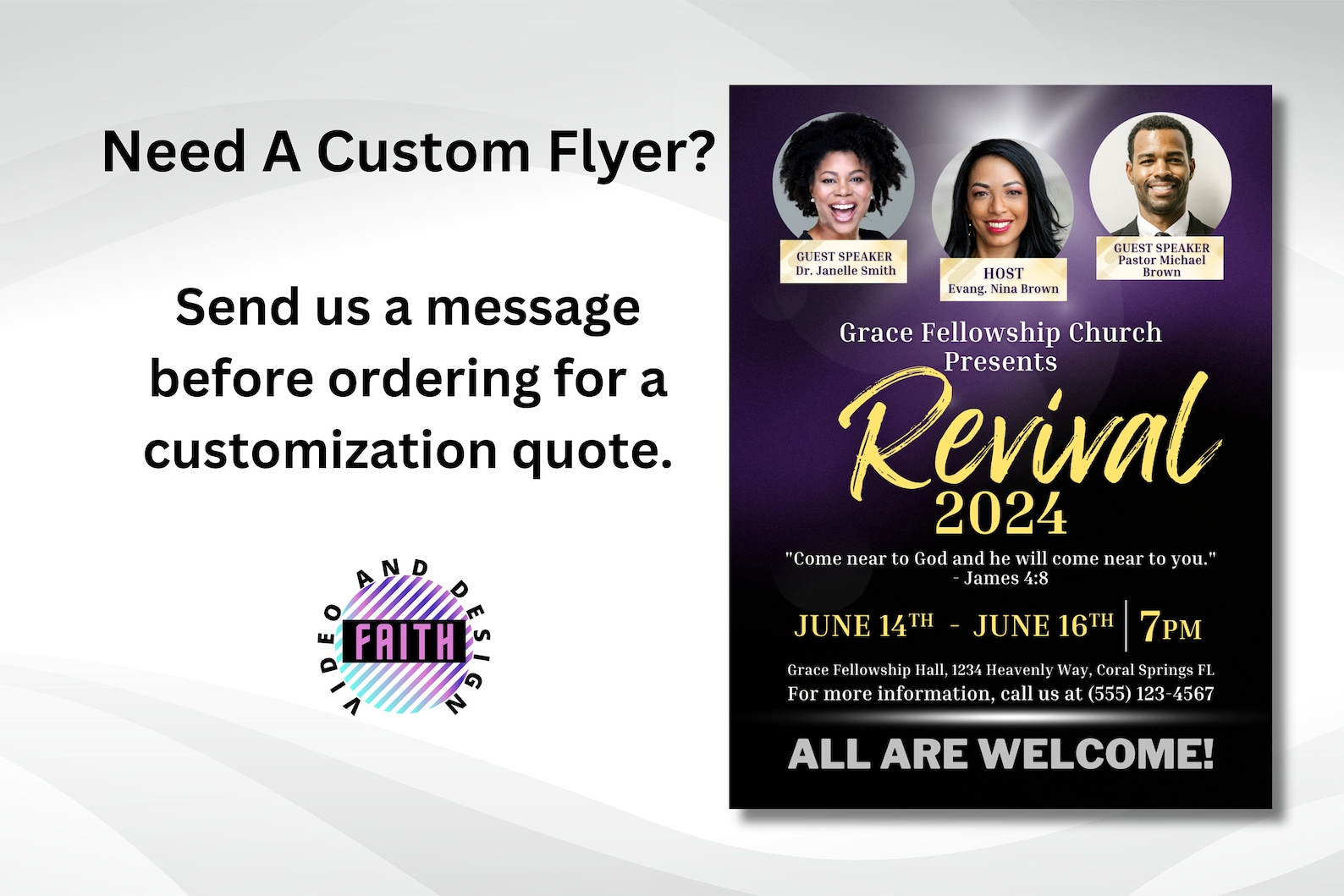 Editable Church Revival Flyer Template: Canva Social Media Invitation ...
