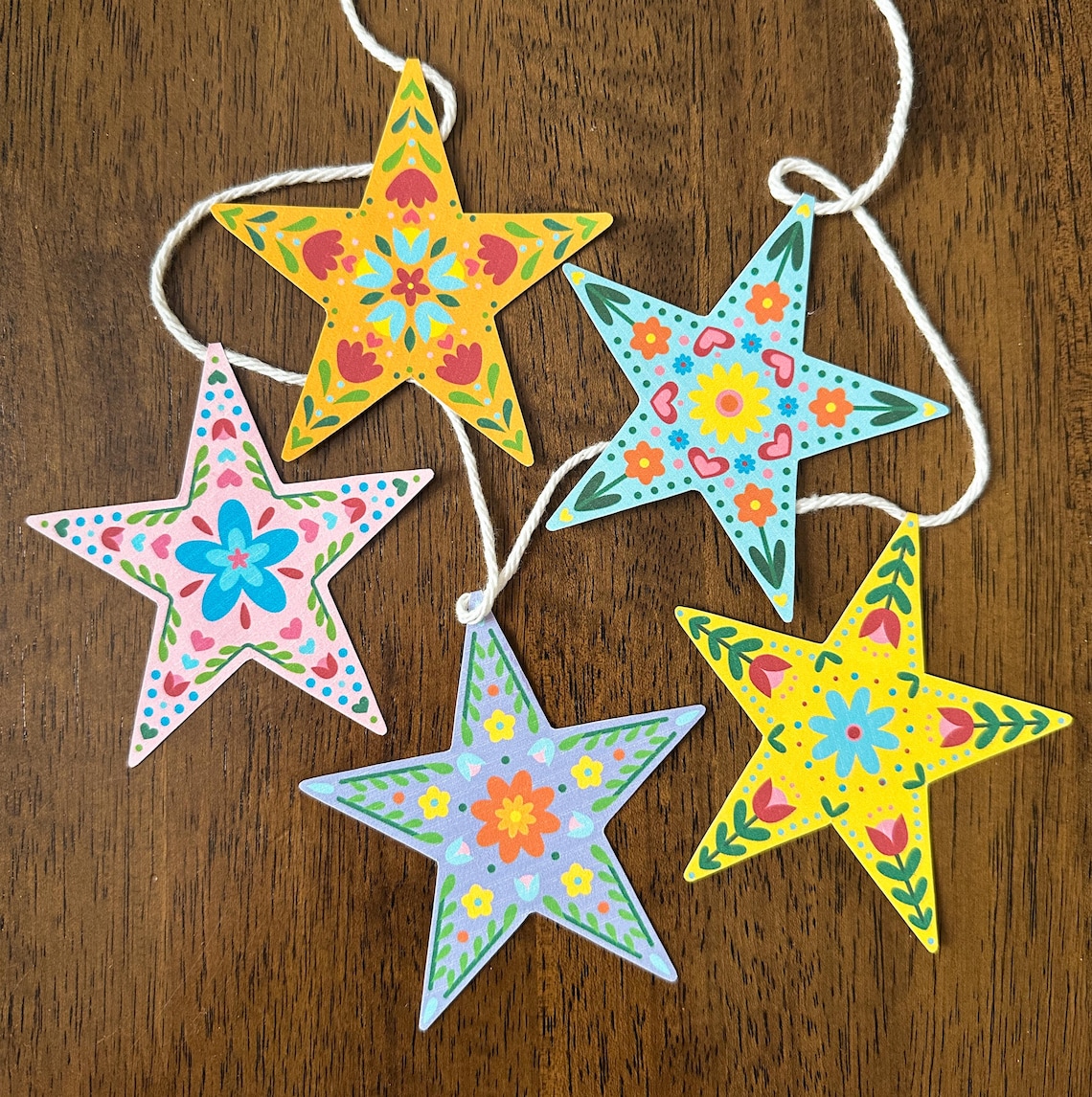 Star Garland | Folk Art Printable Garland | Colorful Room Decoration ...