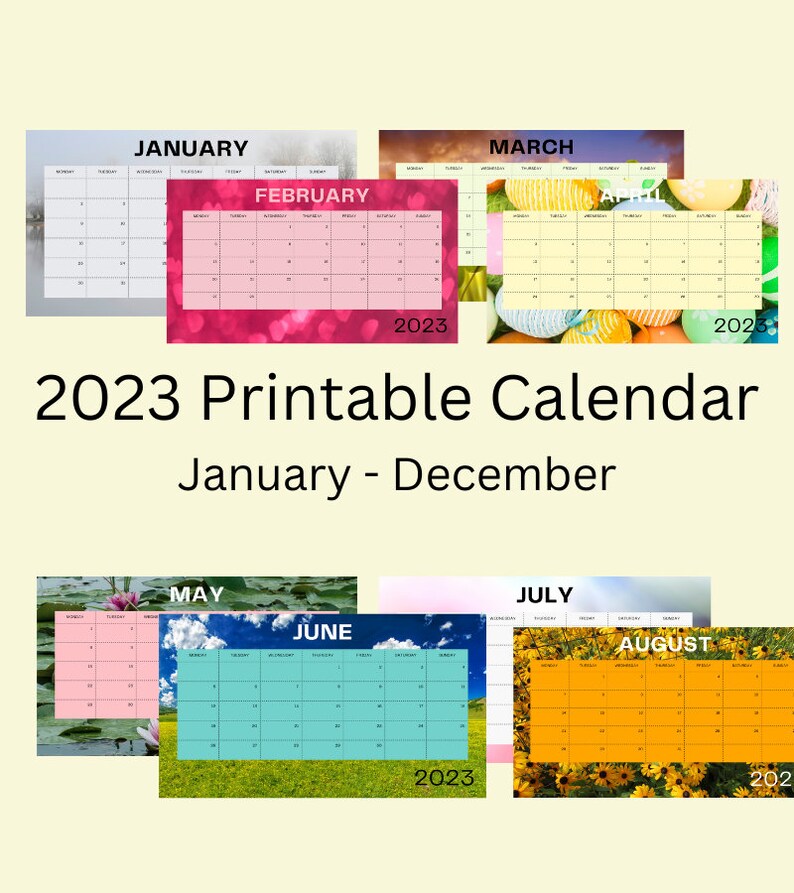 2023 Calendar - Printable - January Through December - Calendar - Year ...