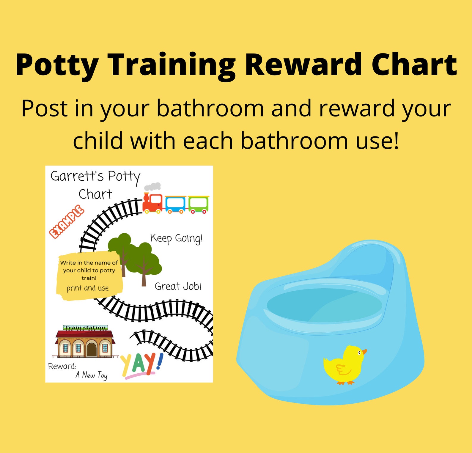 Reward Potty Train Chart - Potty Chart Train Theme for Potty Training ...