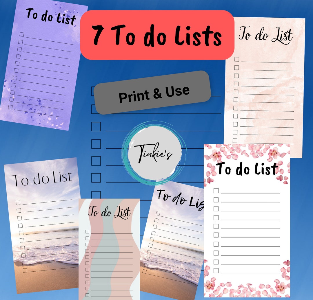 To Do Lists - Task Lists - 7 Count - Save and Print - Organization ...