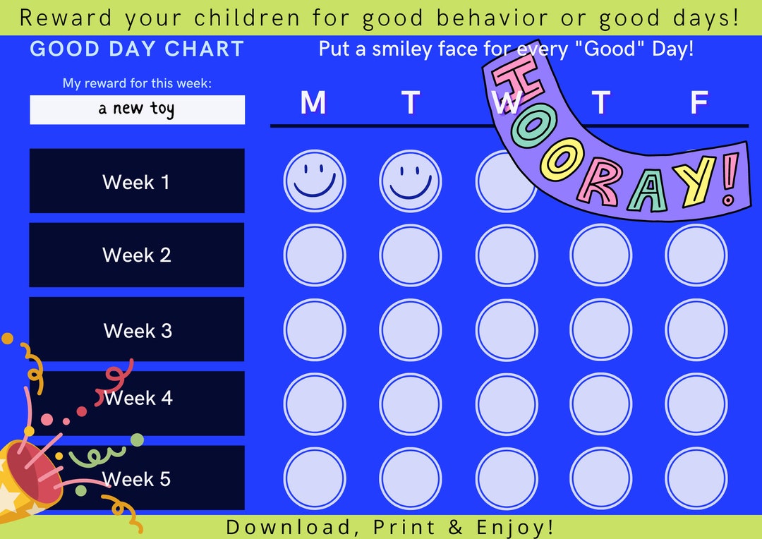 Children's Good Day & Behavior Chart - Downloadable, Printable - Etsy