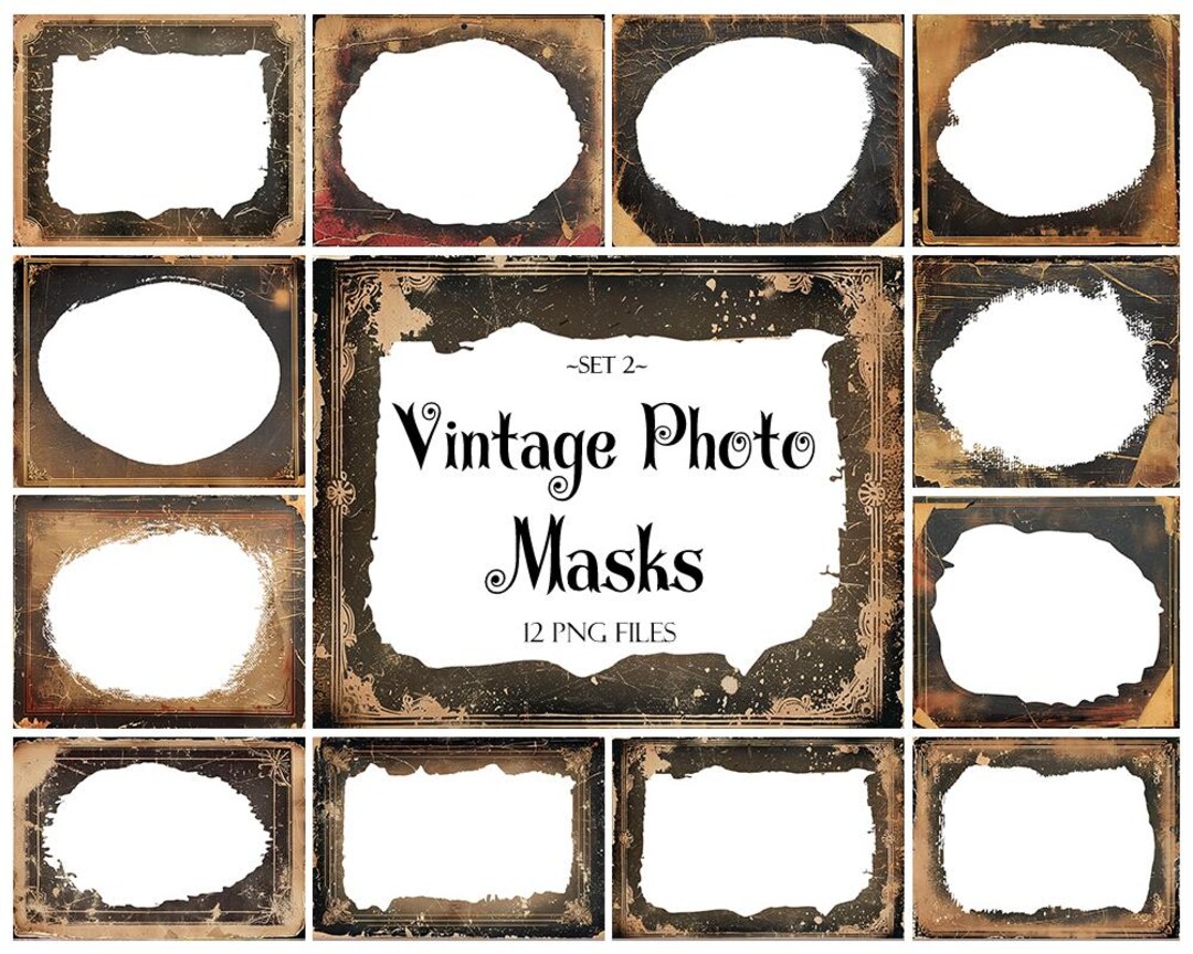 Vintage Photo Masks, Photoshop Overlays, Watercolor Masks, Photoshop ...