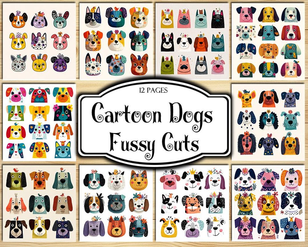 Cartoon Dogs Fussy Cuts, Digital Stickers, Printable Stickers ...