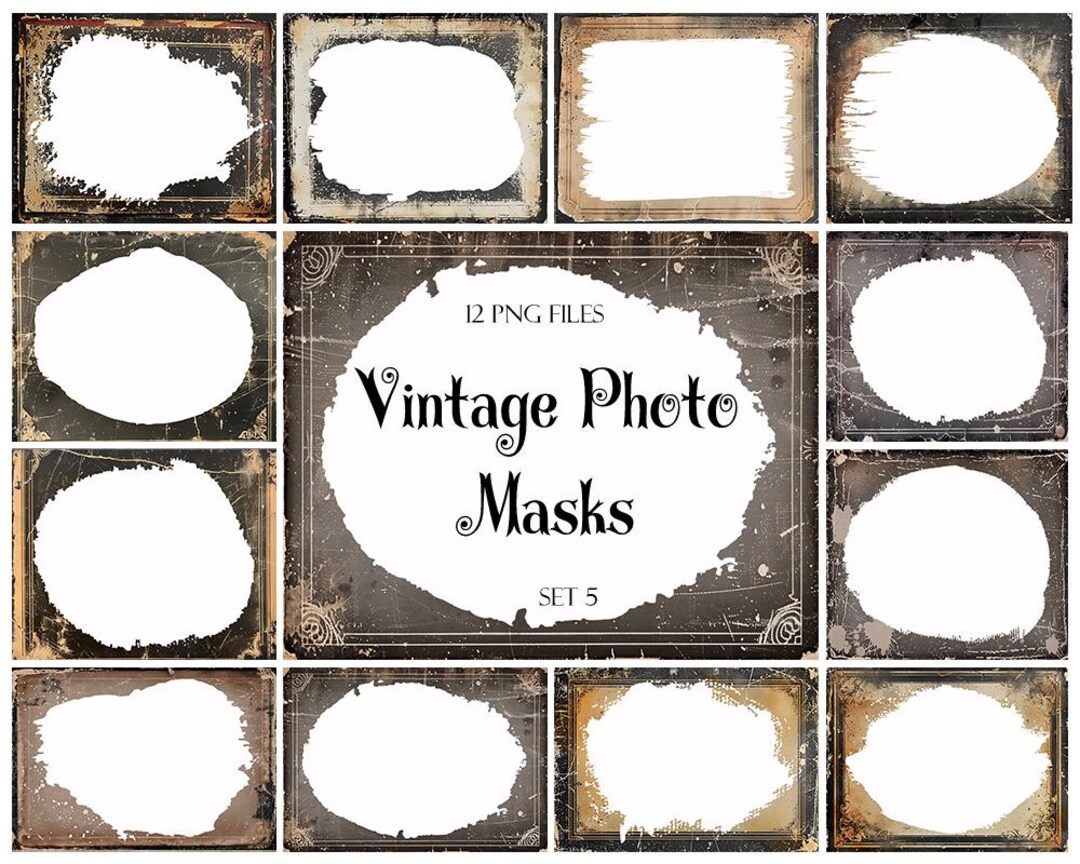 Vintage Photo Masks, Photoshop Overlays, Watercolor Masks, Photoshop ...
