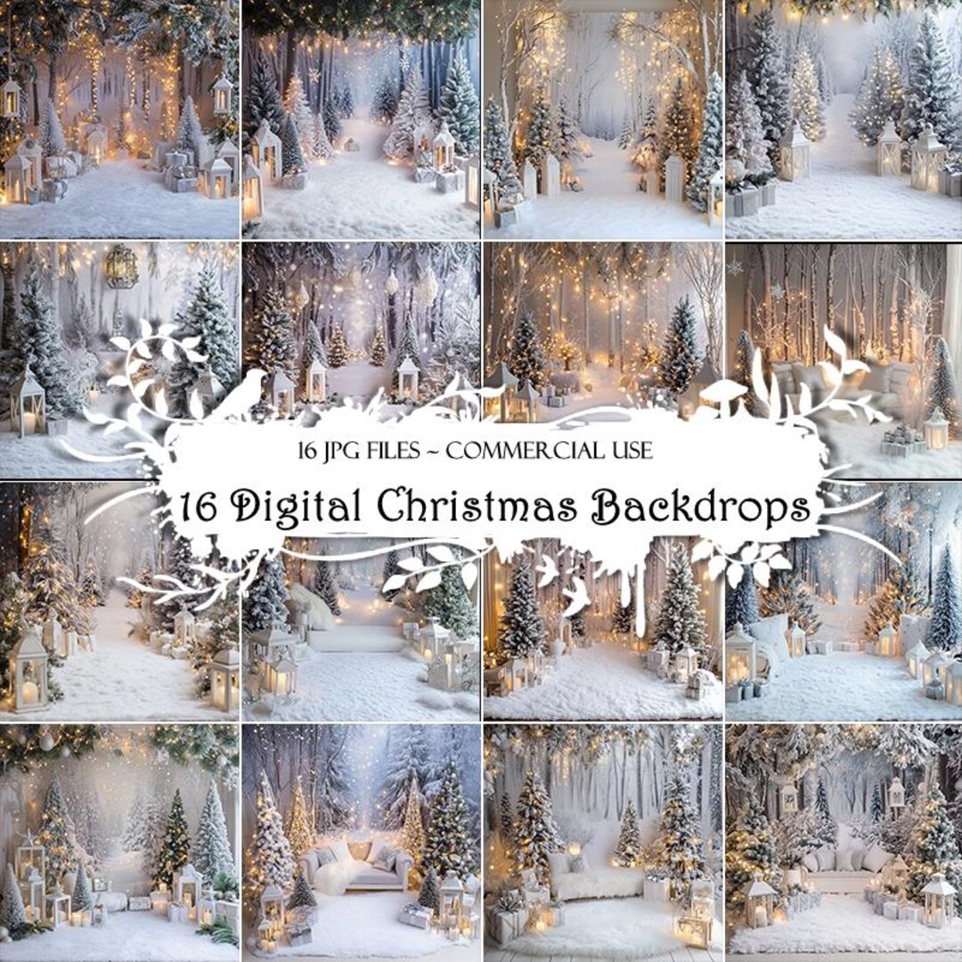 16 Digital Christmas Backdrops, Christmas Backgrounds, Photoshop ...