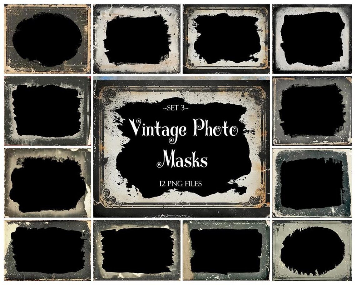 Vintage Photo Masks, Photoshop Overlays, Watercolor Masks, Photoshop ...