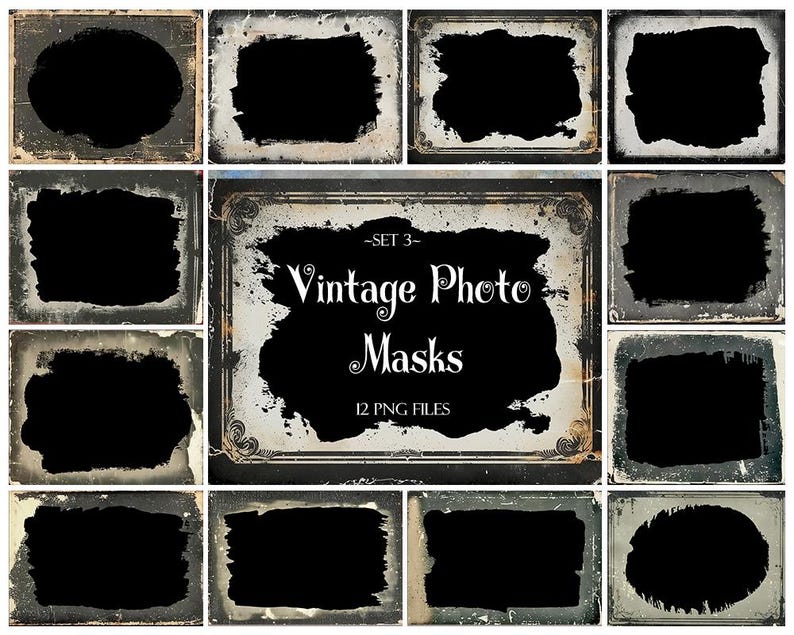 Vintage Photo Masks, Photoshop Overlays, Watercolor Masks, Photoshop ...