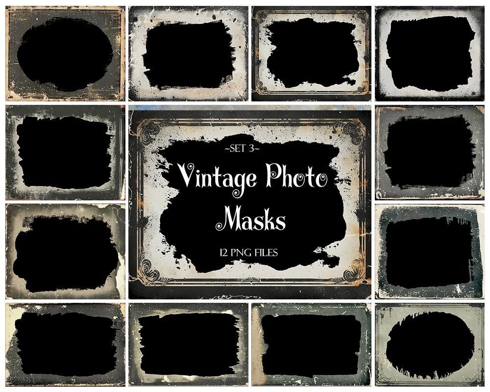 Vintage Photo Masks, Photoshop Overlays, Watercolor Masks, Photoshop ...