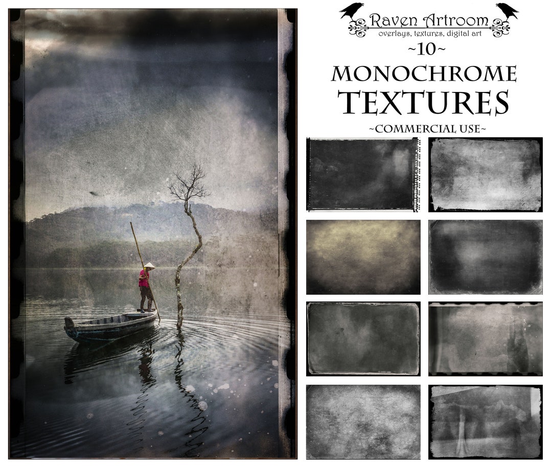 Photoshop Overlays, Monochrome TEXTURES, Vintage Textures, Backdrop ...