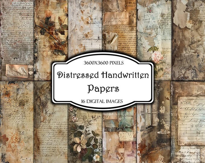 Distressed Handwritten Papers, Digital Papers, Printable Papers ...