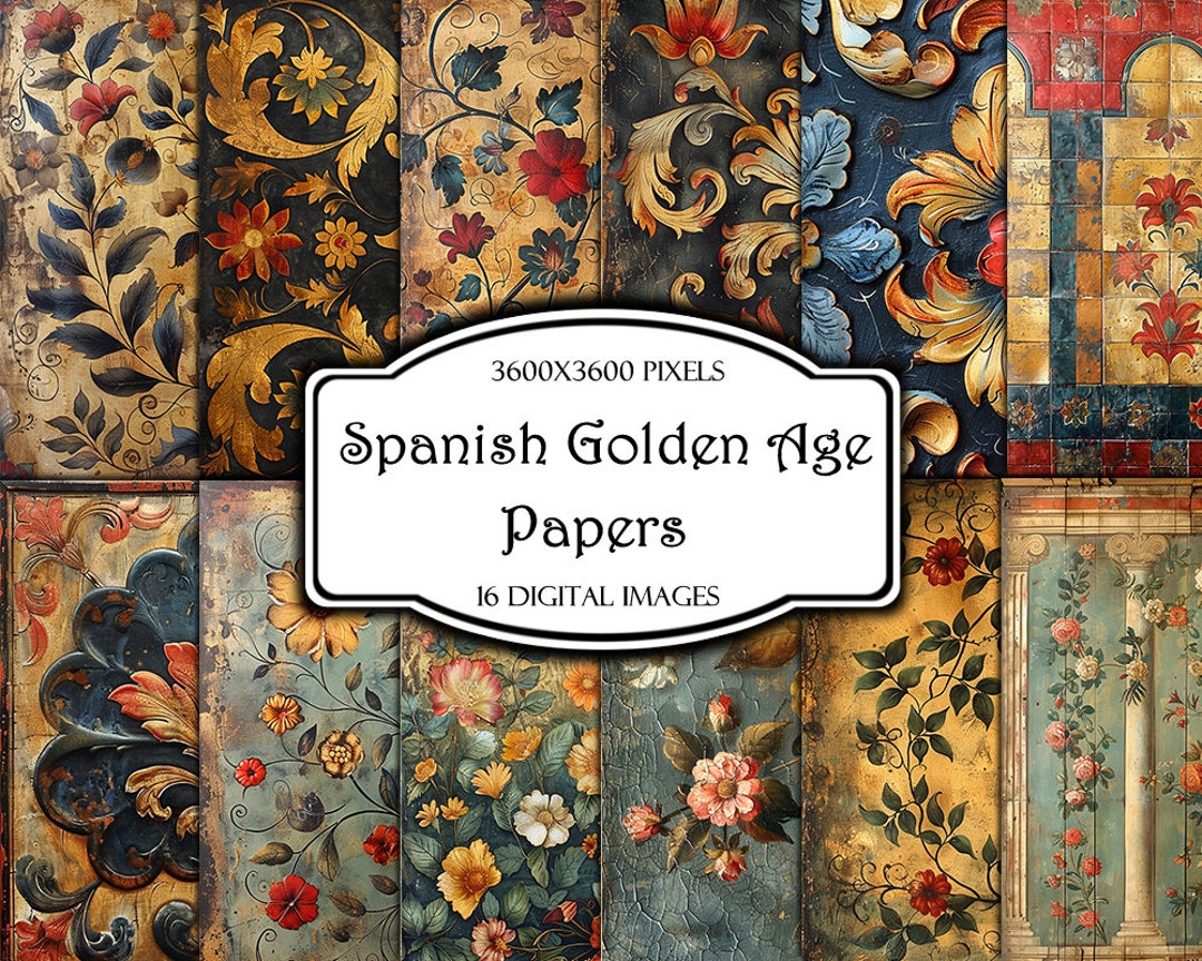 Spanish Golden Age Papers, Digital Papers, Printable Papers, Scrapbook ...