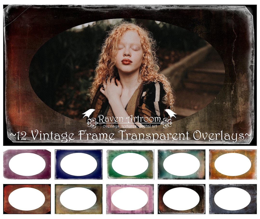 Vintage Frame Transparent Overlays, Photoshop Overlays, Clipping Masks ...
