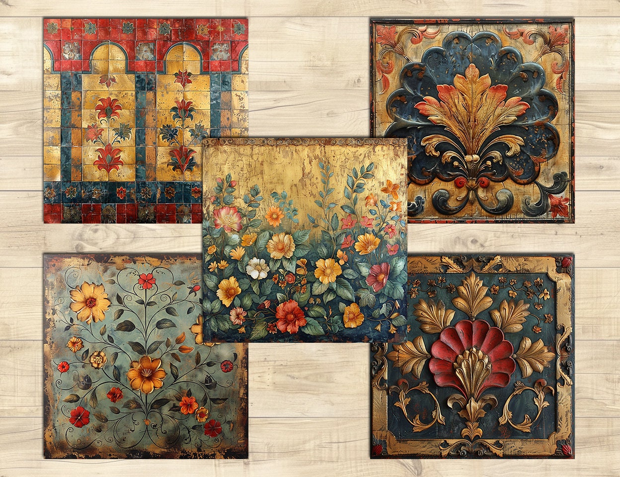 Spanish Golden Age Papers, Digital Papers, Printable Papers, Scrapbook ...