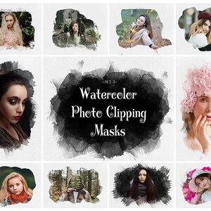 50 Clipping Photoshop Masks, Clipping Masks Bundle, Watercolor Masks ...