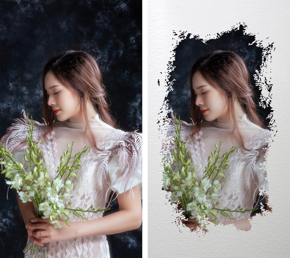 Portrait Photo Masks Photoshop Overlays Watercolor Masks - Etsy