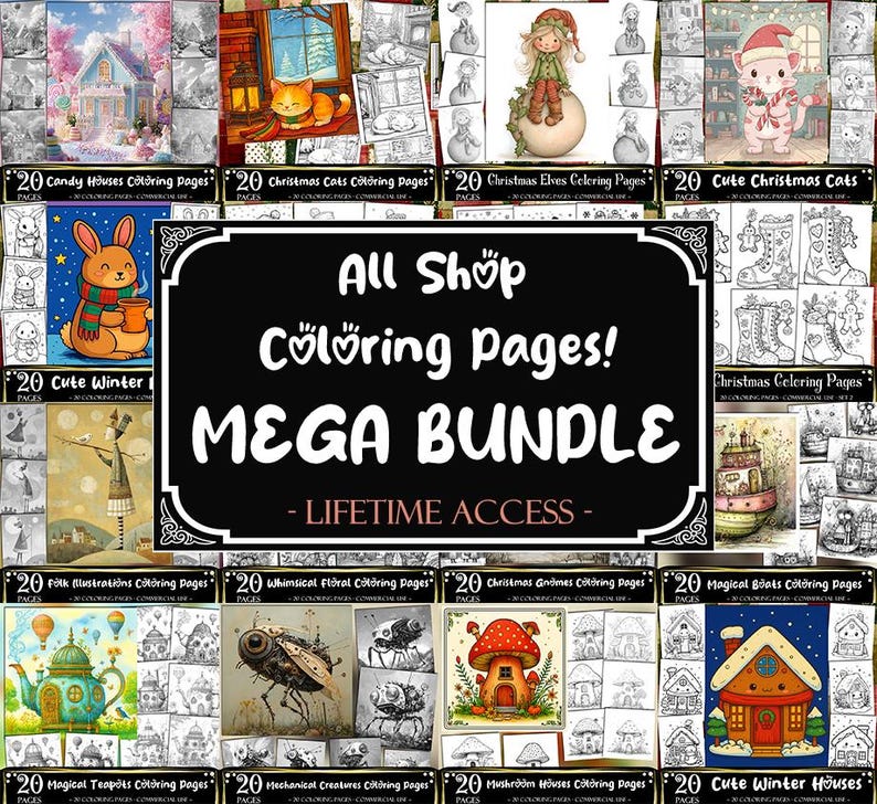 Coloring Pages MEGA BUNDLE, Whole Shop Pass for Coloring Pages, Adults ...