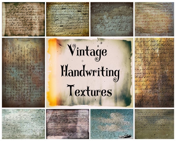 10 Vintage Handwriting Textures Distressed Textures | Etsy