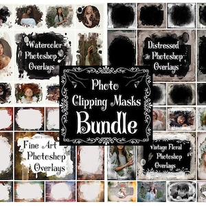 180 Clipping Photo Masks, Clipping Masks Bundle, Watercolor Masks ...