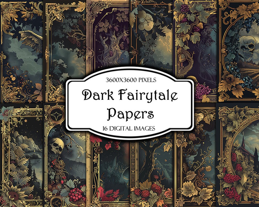 Dark Fairytale Papers, Digital Papers, Printable Papers, Scrapbook ...