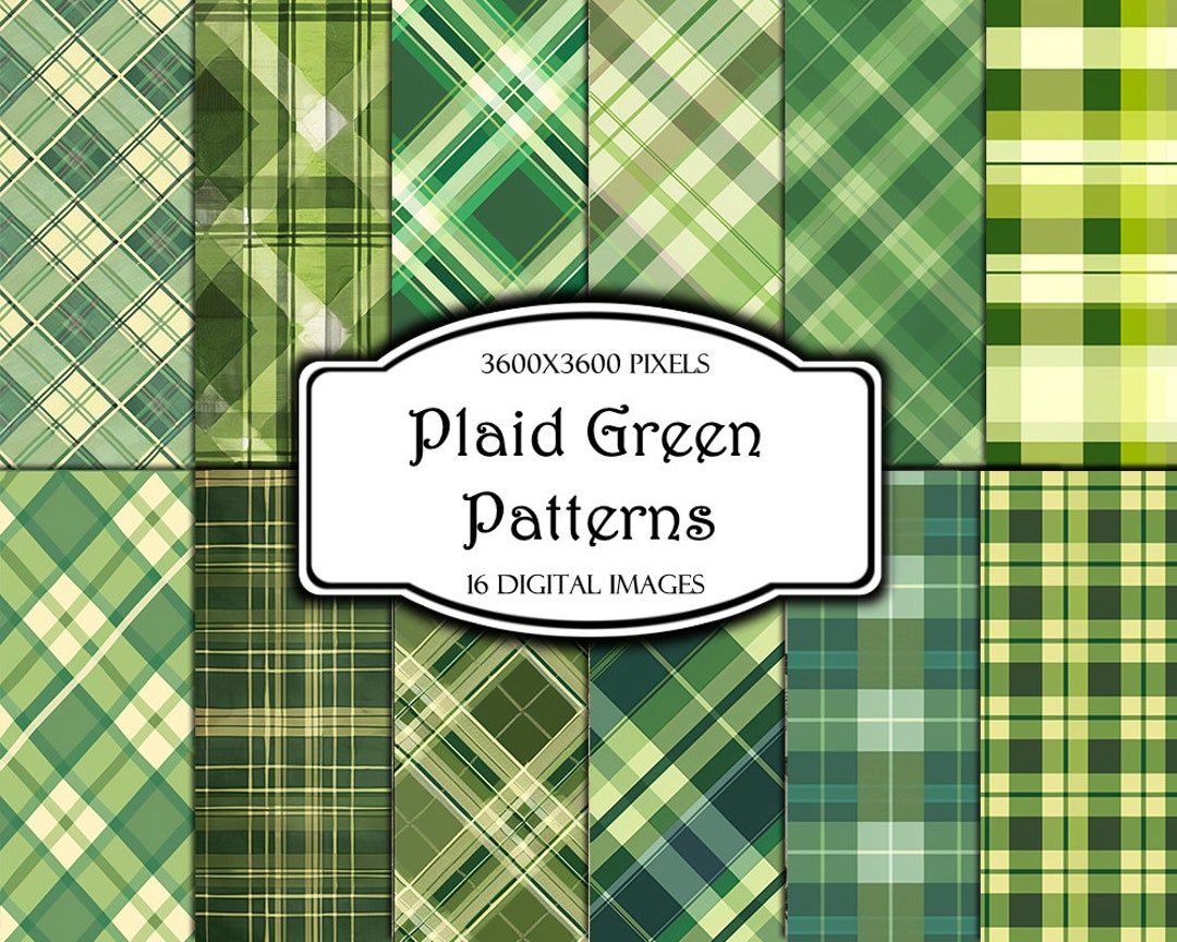 Plaid Green Patterns, Digital Papers, Printable Papers, Scrapbook Pages ...