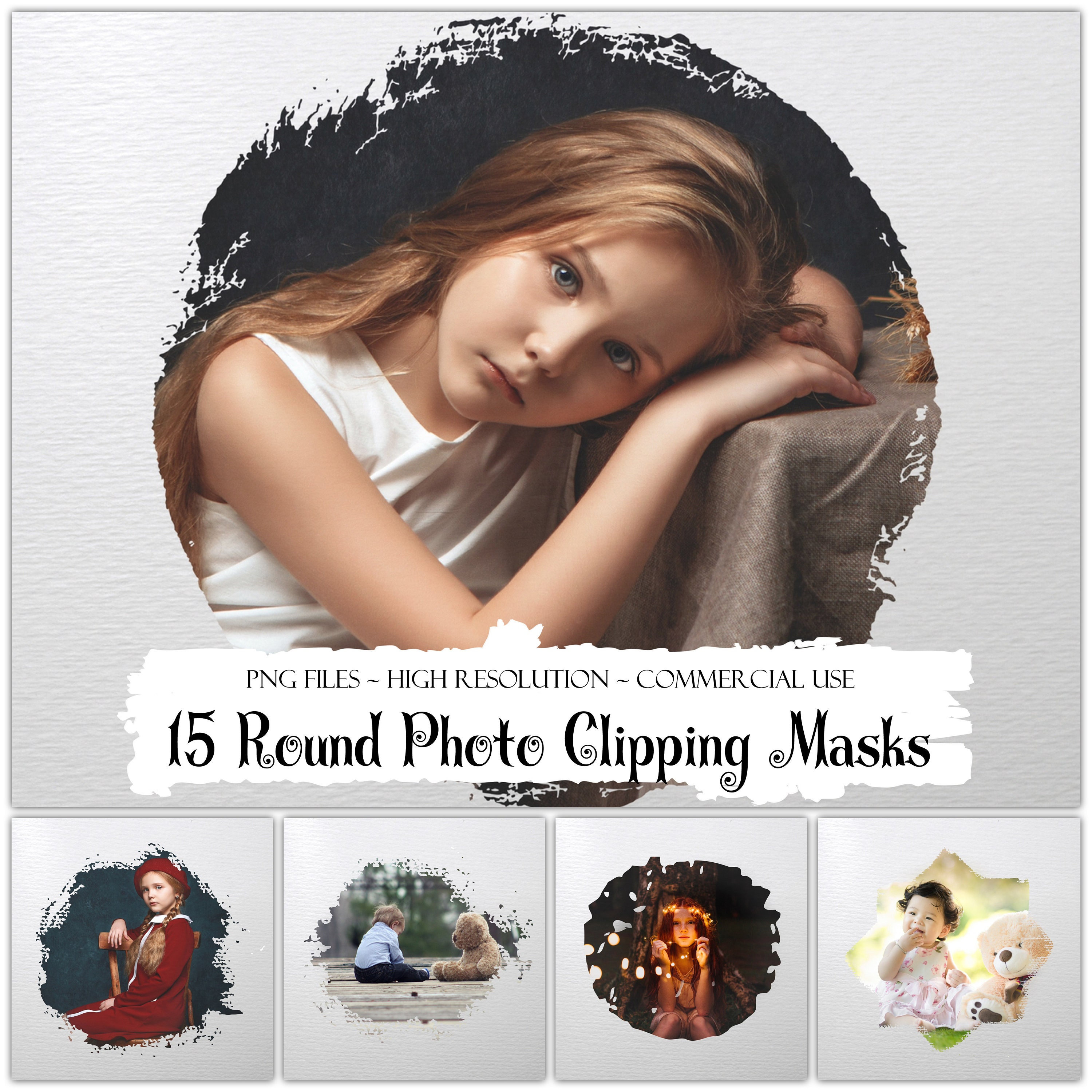 15 Round Photo Clipping Masks, Watercolor Masks, Photoshop Overlays ...