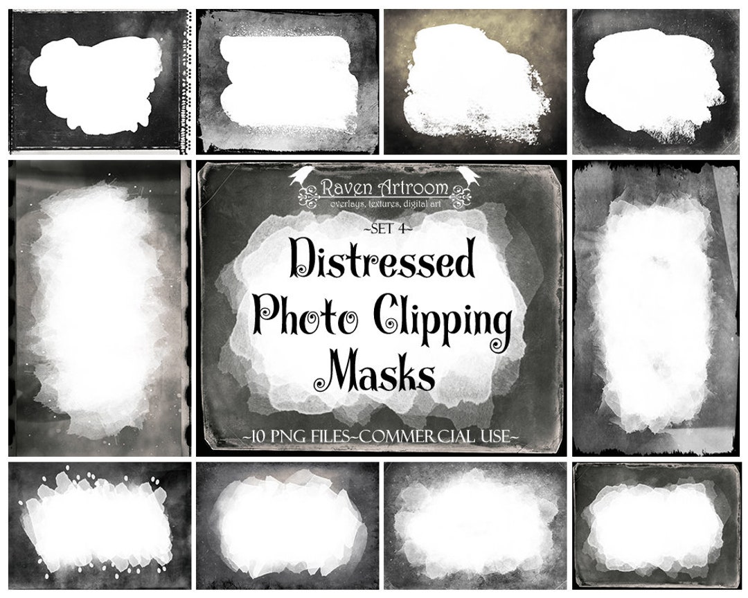 Distressed Photo Masks, Watercolor Photoshop Overlays (PNG) - Etsy