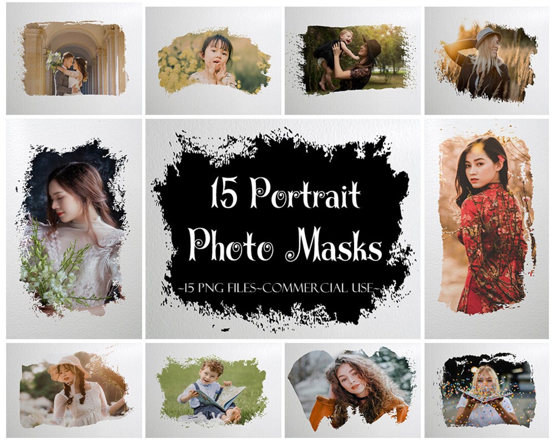 Portrait Photo Masks, Photoshop Overlays, Watercolor Masks, Photoshop ...